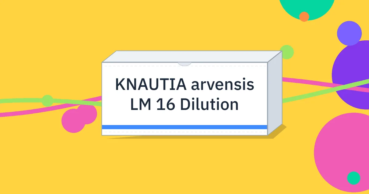 Symbolbild: Packung mit der Aufschrift KNAUTIA arvensis LM 16 Dilution (PZN 13519011) – Verfügbarkeit und Bezug in Apotheken in Frankfurt am Main