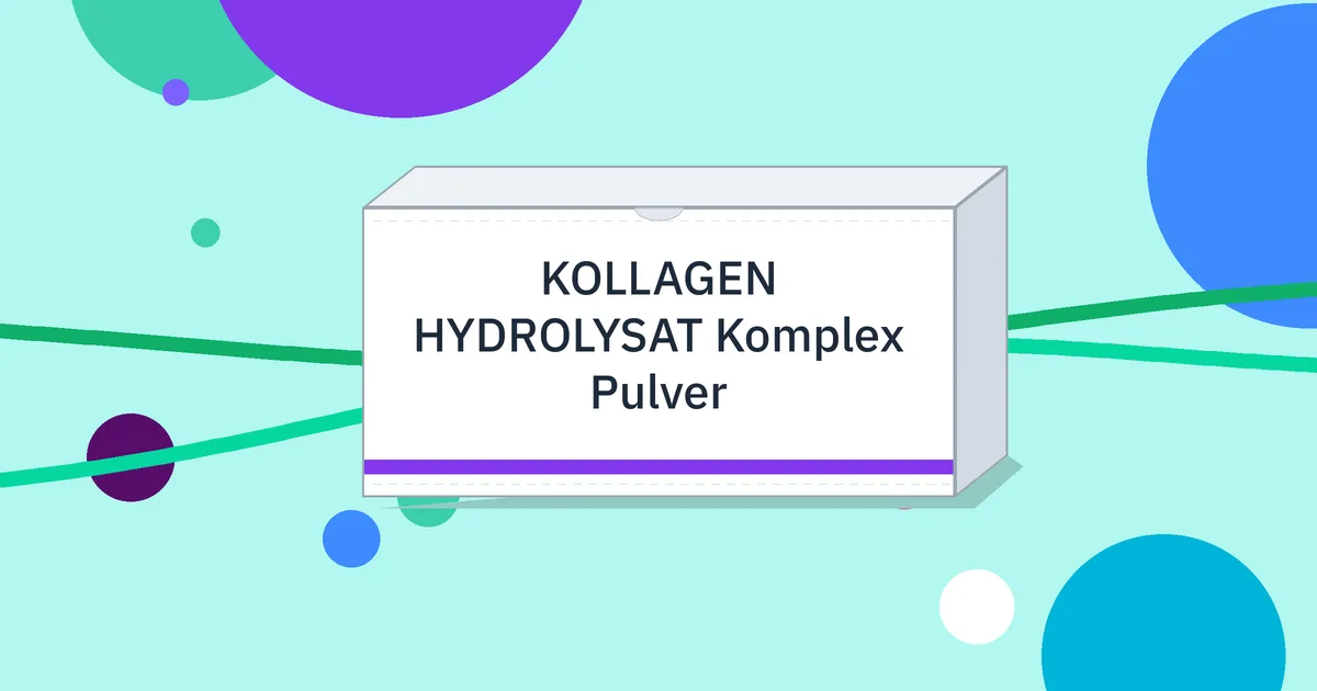 Symbolbild: Packung mit der Aufschrift KOLLAGEN HYDROLYSAT Komplex Pulver (PZN 20417736) – Verfügbarkeit und Bezug in Apotheken in Frankfurt am Main