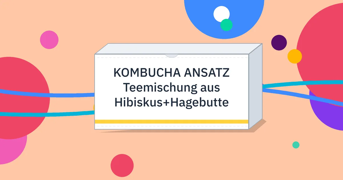 Symbolbild: Packung mit der Aufschrift KOMBUCHA ANSATZ Teemischung aus Hibiskus+Hagebutte (PZN 17982332) – Verfügbarkeit und Bezug in Apotheken in Frankfurt am Main