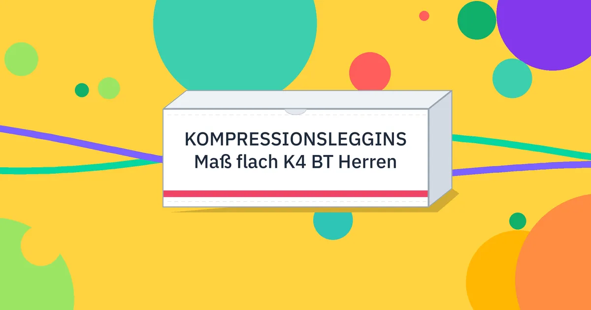 Symbolbild: Packung mit der Aufschrift KOMPRESSIONSLEGGINS Maß flach K4 BT Herren (PZN 16746196) – Verfügbarkeit und Bezug in Apotheken in Frankfurt am Main