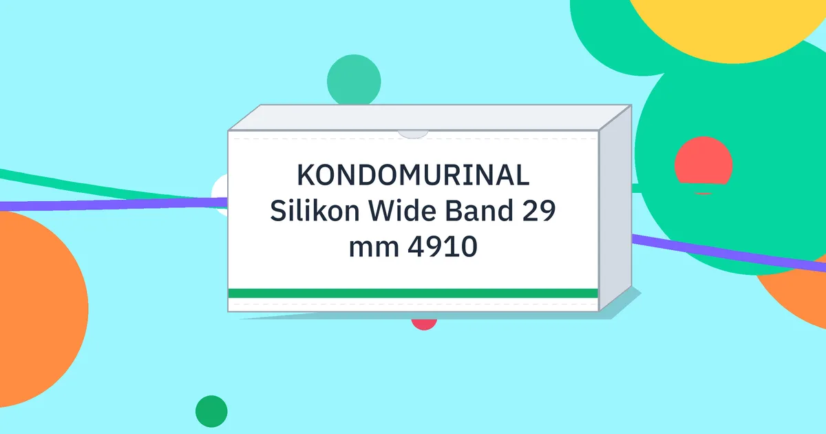 Symbolbild: Packung mit der Aufschrift KONDOMURINAL Silikon Wide Band 29 mm 4910 (PZN 00891743) – Verfügbarkeit und Bezug in Apotheken in Frankfurt am Main
