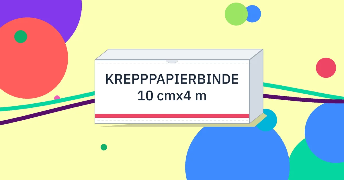 Symbolbild: Packung mit der Aufschrift KREPPPAPIERBINDE 10 cmx4 m (PZN 01720587) – Verfügbarkeit und Bezug in Apotheken in Frankfurt am Main