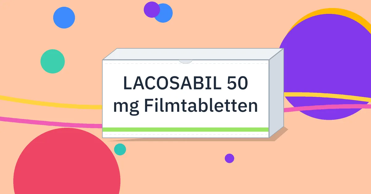 Symbolbild: Packung mit der Aufschrift LACOSABIL 50 mg Filmtabletten (PZN 18032207) – Verfügbarkeit und Bezug in Apotheken in Frankfurt am Main