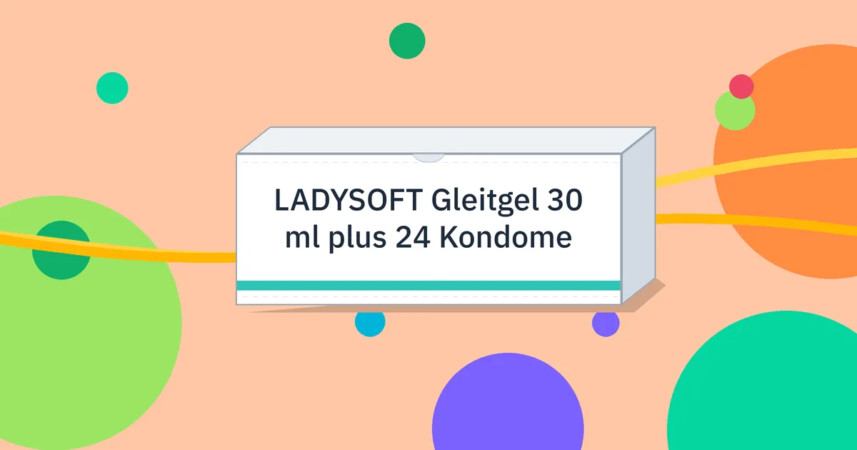 Symbolbild: Packung mit der Aufschrift LADYSOFT Gleitgel 30 ml plus 24 Kondome (PZN 09102647) – Verfügbarkeit und Bezug in Apotheken in Frankfurt am Main
