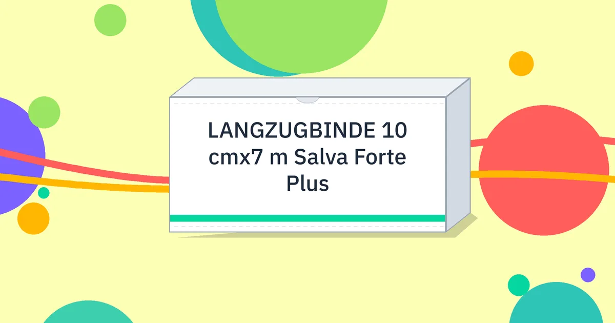 Symbolbild: Packung mit der Aufschrift LANGZUGBINDE 10 cmx7 m Salva Forte Plus (PZN 10351605) – Verfügbarkeit und Bezug in Apotheken in Frankfurt am Main