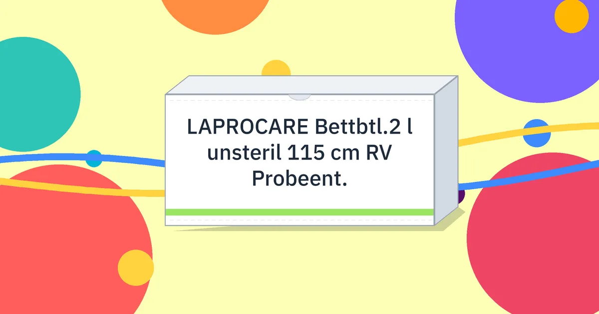 Symbolbild: Packung mit der Aufschrift LAPROCARE Bettbtl.2 l unsteril 115 cm RV Probeent. (PZN 11668853) – Verfügbarkeit und Bezug in Apotheken in Frankfurt am Main
