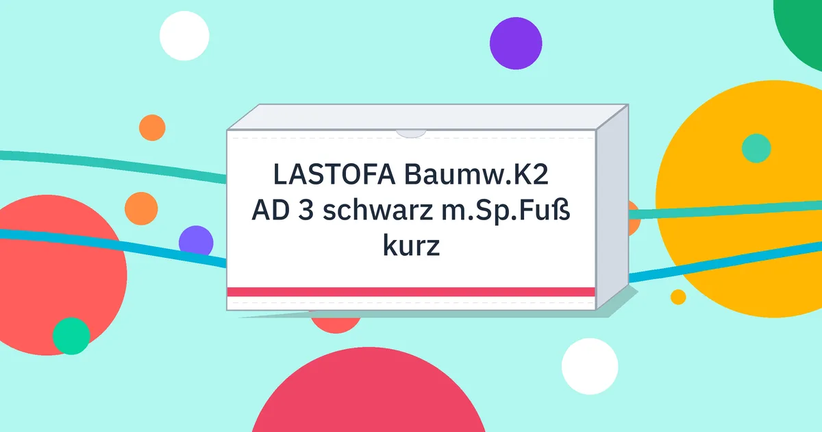 Symbolbild: Packung mit der Aufschrift LASTOFA Baumw.K2 AD 3 schwarz m.Sp.Fuß kurz (PZN 01944163) – Verfügbarkeit und Bezug in Apotheken in Frankfurt am Main