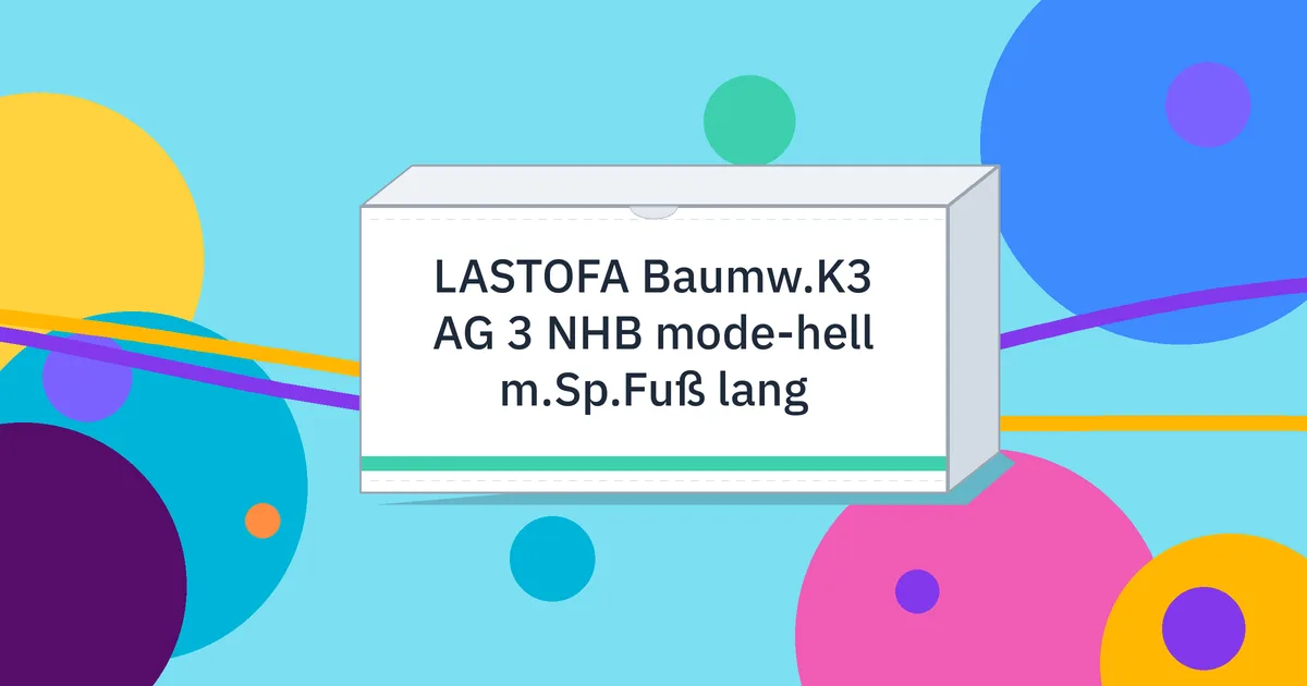 Symbolbild: Packung mit der Aufschrift LASTOFA Baumw.K3 AG 3 NHB mode-hell m.Sp.Fuß lang (PZN 01954173) – Verfügbarkeit und Bezug in Apotheken in Frankfurt am Main