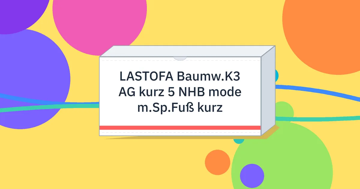 Symbolbild: Packung mit der Aufschrift LASTOFA Baumw.K3 AG kurz 5 NHB mode m.Sp.Fuß kurz (PZN 01955706) – Verfügbarkeit und Bezug in Apotheken in Frankfurt am Main