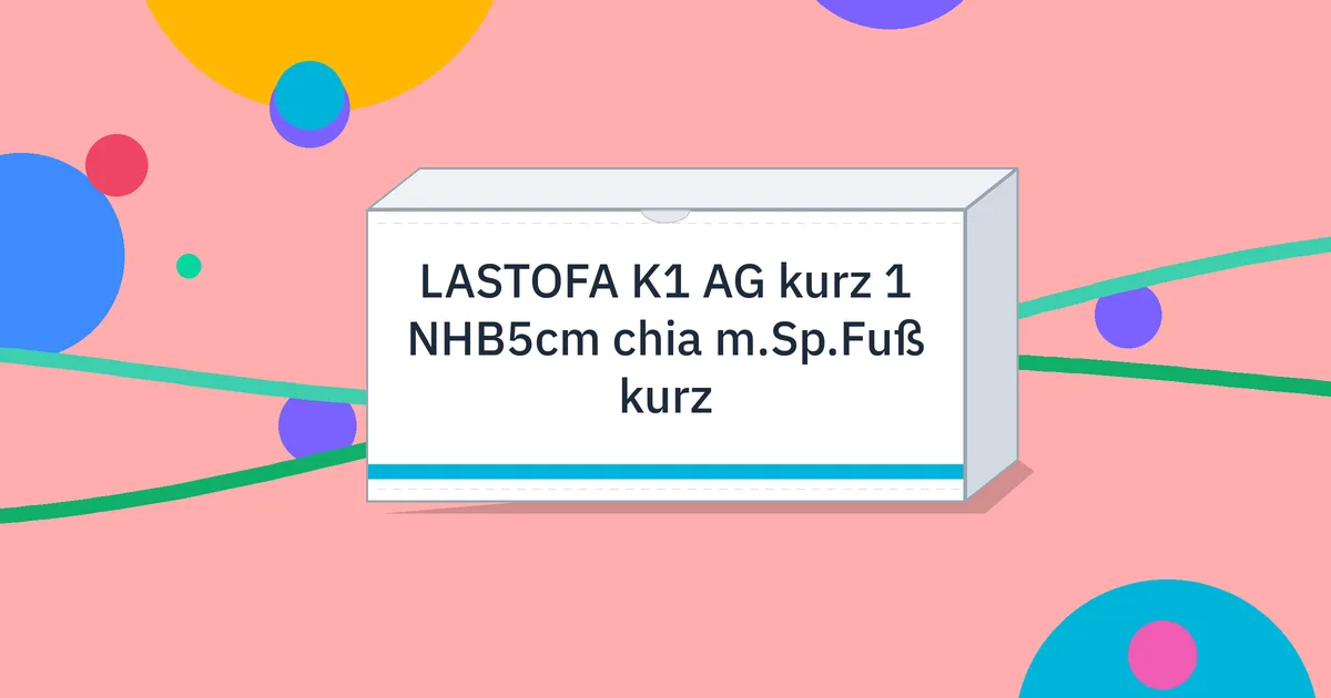 Symbolbild: Packung mit der Aufschrift LASTOFA K1 AG kurz 1 NHB5cm chia m.Sp.Fuß kurz (PZN 13788509) – Verfügbarkeit und Bezug in Apotheken in Frankfurt am Main