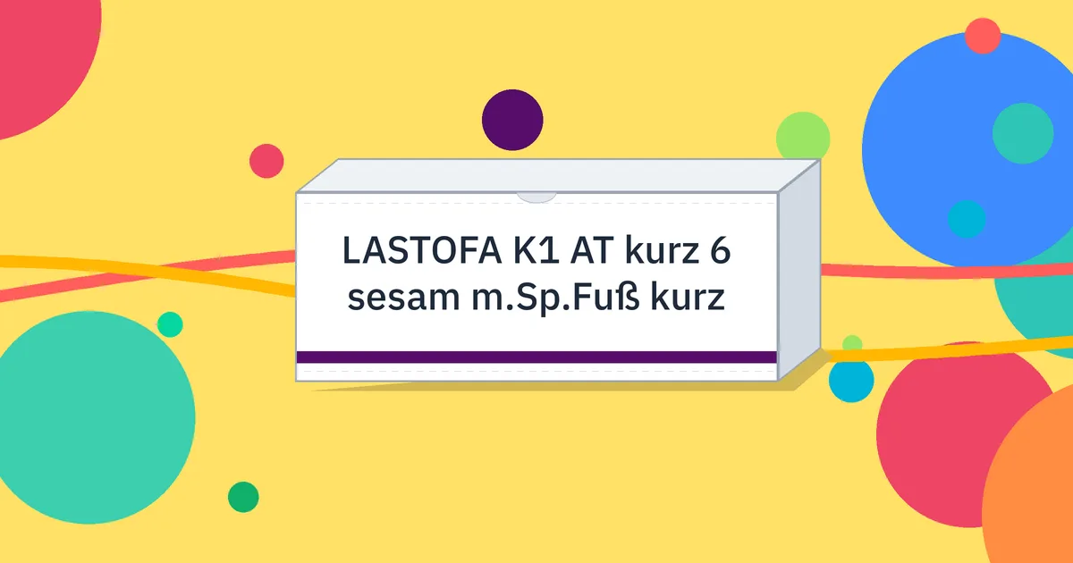 Symbolbild: Packung mit der Aufschrift LASTOFA K1 AT kurz 6 sesam m.Sp.Fuß kurz (PZN 13797075) – Verfügbarkeit und Bezug in Apotheken in Frankfurt am Main