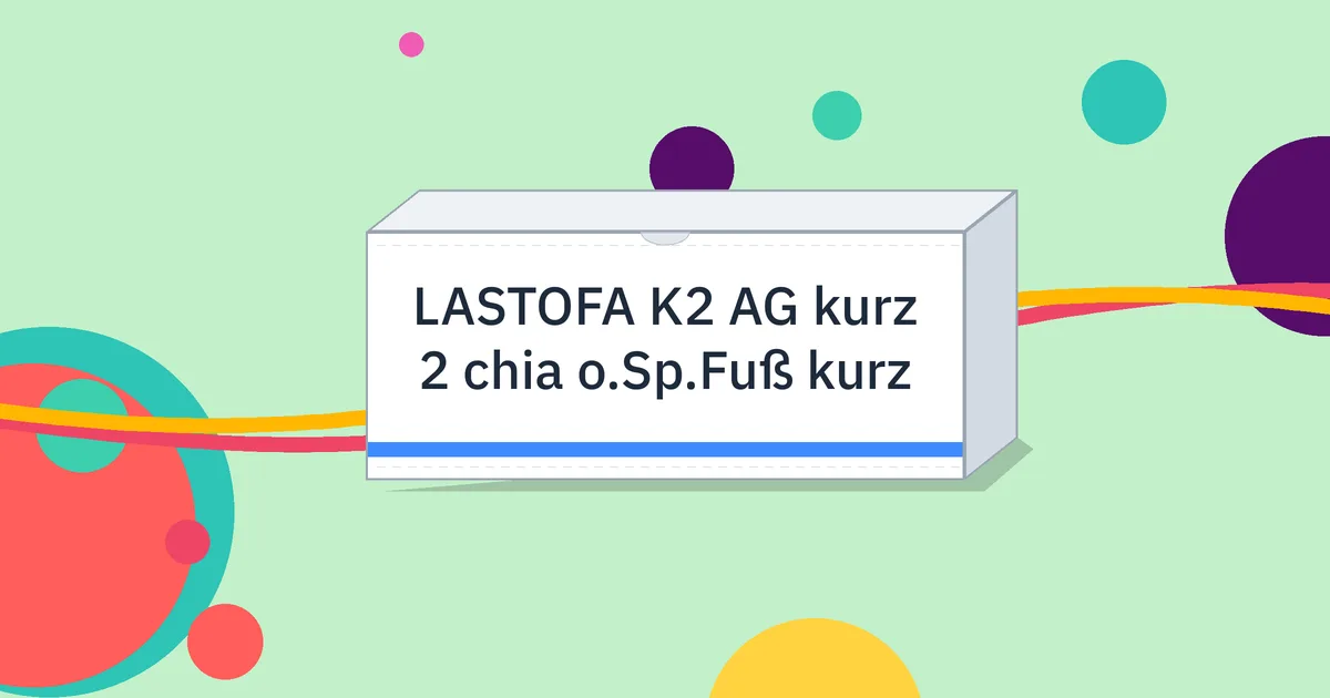 Symbolbild: Packung mit der Aufschrift LASTOFA K2 AG kurz 2 chia o.Sp.Fuß kurz (PZN 13802824) – Verfügbarkeit und Bezug in Apotheken in Frankfurt am Main