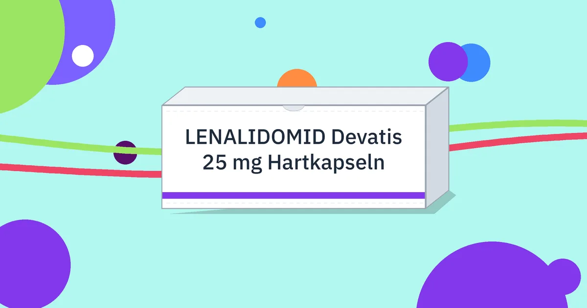Symbolbild: Packung mit der Aufschrift LENALIDOMID Devatis 25 mg Hartkapseln (PZN 17491025) – Verfügbarkeit und Bezug in Apotheken in Frankfurt am Main