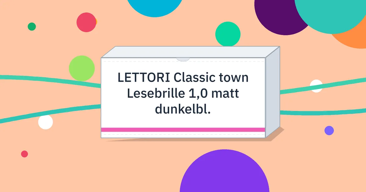 Symbolbild: Packung mit der Aufschrift LETTORI Classic town Lesebrille 1,0 matt dunkelbl. (PZN 11057440) – Verfügbarkeit und Bezug in Apotheken in Frankfurt am Main