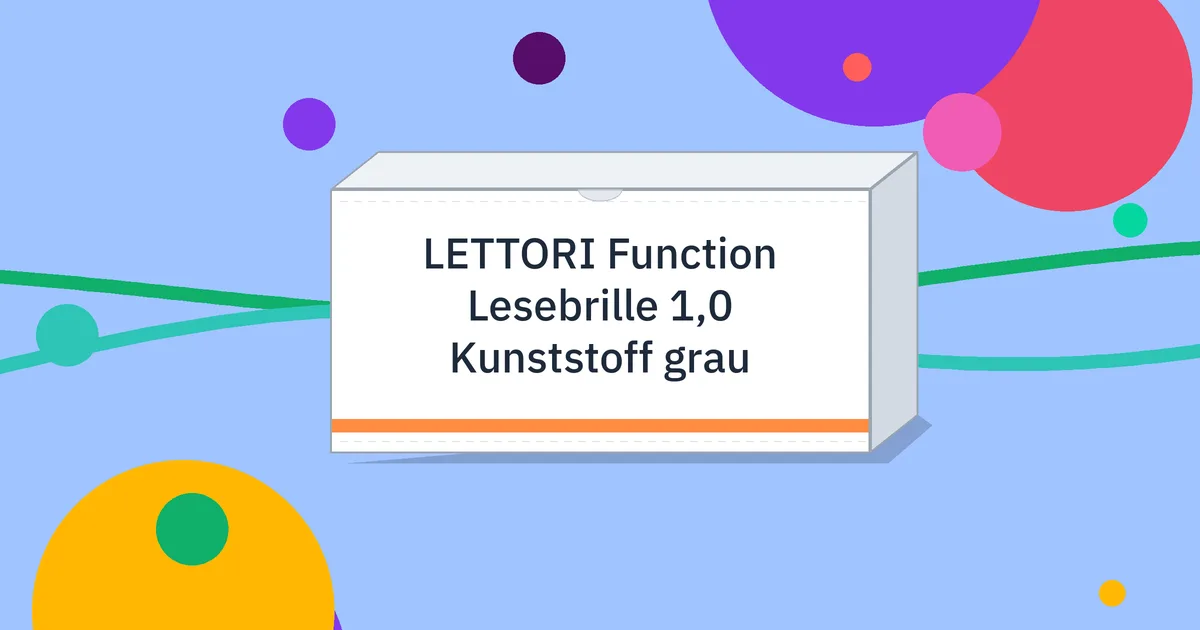 Symbolbild: Packung mit der Aufschrift LETTORI Function Lesebrille 1,0 Kunststoff grau (PZN 11056624) – Verfügbarkeit und Bezug in Apotheken in Frankfurt am Main
