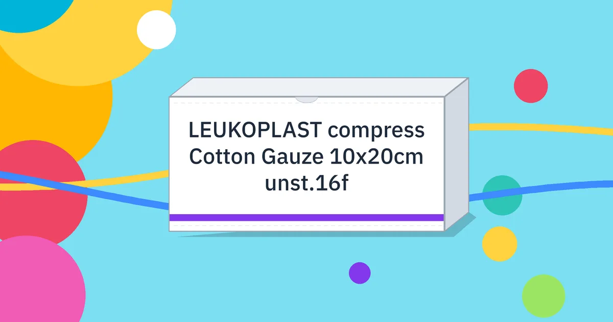 Symbolbild: Packung mit der Aufschrift LEUKOPLAST compress Cotton Gauze 10x20cm unst.16f (PZN 17207834) – Verfügbarkeit und Bezug in Apotheken in Frankfurt am Main