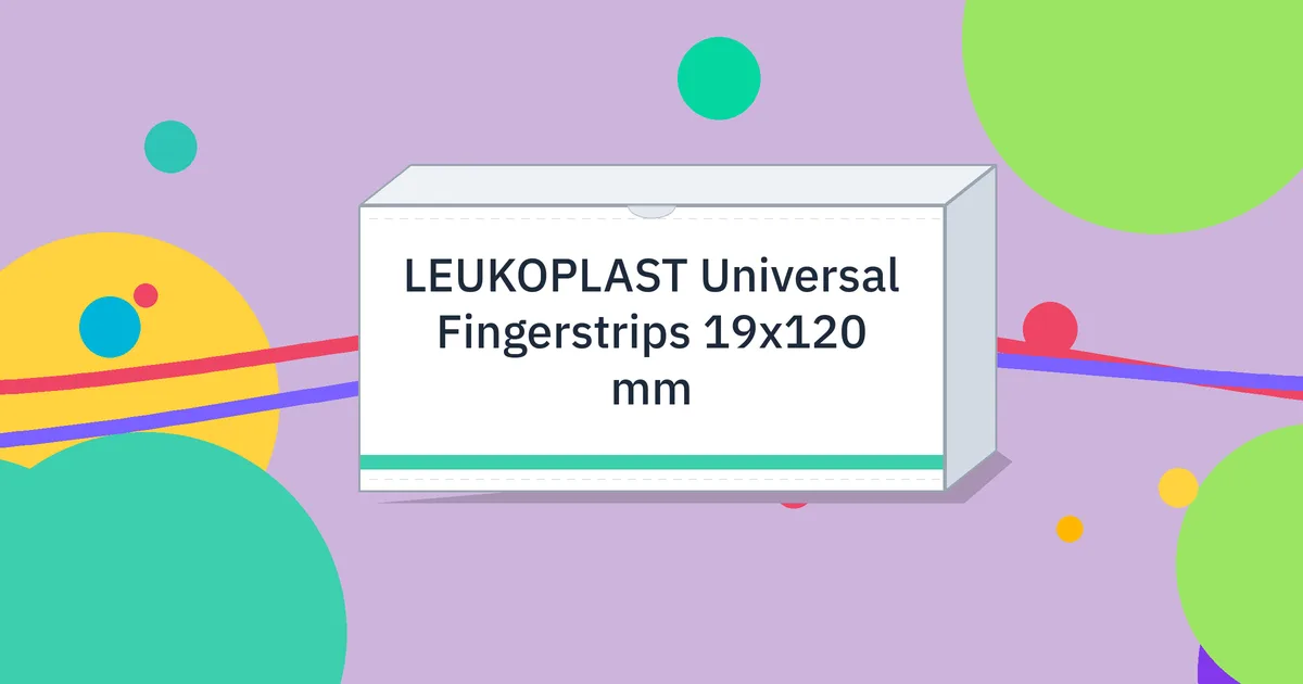 Symbolbild: Packung mit der Aufschrift LEUKOPLAST Universal Fingerstrips 19x120 mm (PZN 14284797) – Verfügbarkeit und Bezug in Apotheken in Frankfurt am Main