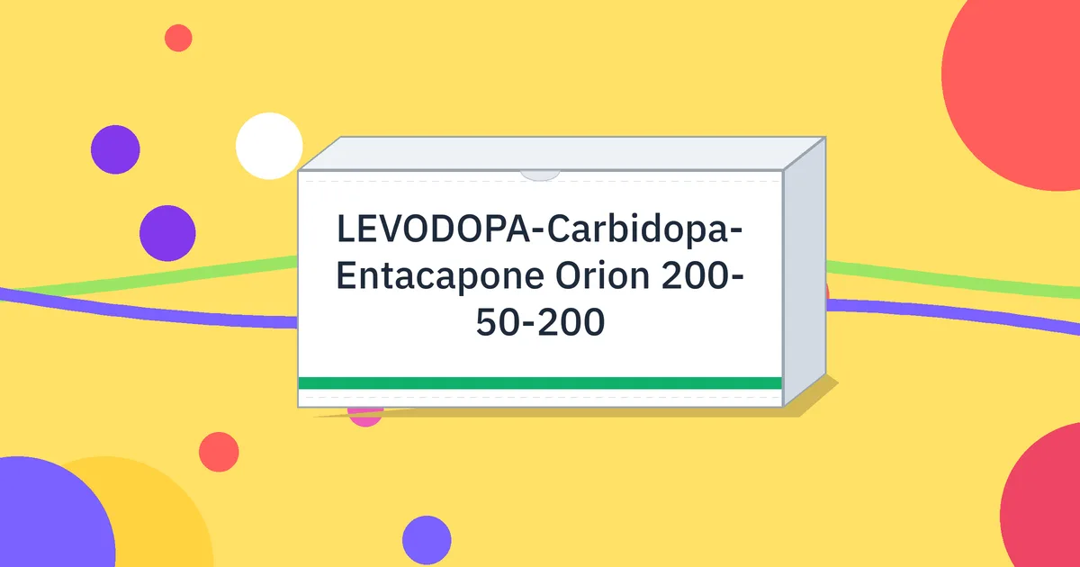 Symbolbild: Packung mit der Aufschrift LEVODOPA-Carbidopa-Entacapone Orion 200-50-200 (PZN 10057366) – Verfügbarkeit und Bezug in Apotheken in Frankfurt am Main