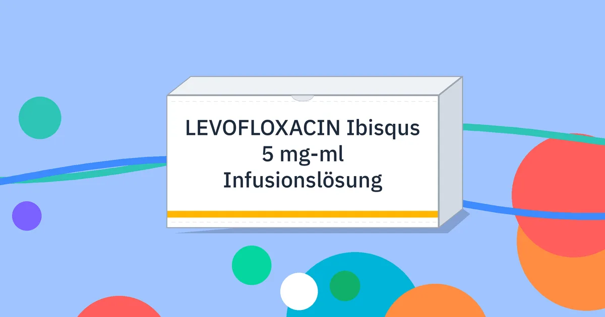 Symbolbild: Packung mit der Aufschrift LEVOFLOXACIN Ibisqus 5 mg-ml Infusionslösung (PZN 10713422) – Verfügbarkeit und Bezug in Apotheken in Frankfurt am Main