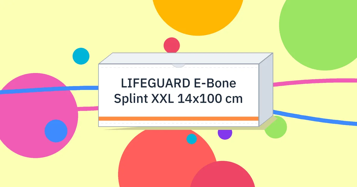 Symbolbild: Packung mit der Aufschrift LIFEGUARD E-Bone Splint XXL 14x100 cm (PZN 15400509) – Verfügbarkeit und Bezug in Apotheken in Frankfurt am Main