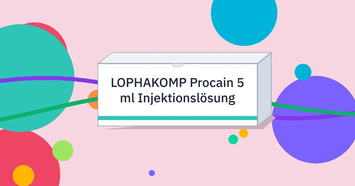 Symbolbild: Packung mit der Aufschrift LOPHAKOMP Procain 5 ml Injektionslösung (PZN 00178057) – Verfügbarkeit und Bezug in Apotheken in Frankfurt am Main