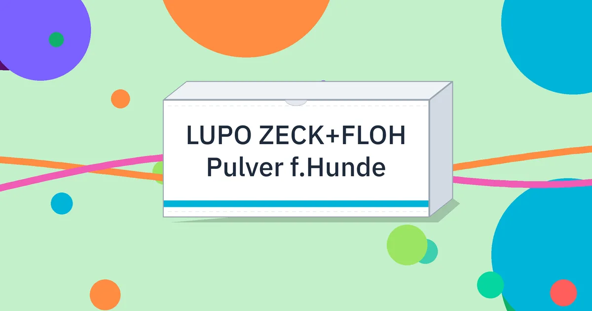 Symbolbild: Packung mit der Aufschrift LUPO ZECK+FLOH Pulver f.Hunde (PZN 19252388) – Verfügbarkeit und Bezug in Apotheken in Frankfurt am Main