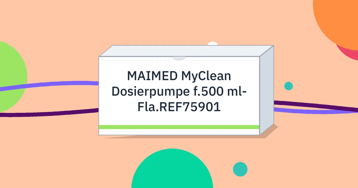 Symbolbild: Packung mit der Aufschrift MAIMED MyClean Dosierpumpe f.500 ml-Fla.REF75901 (PZN 05861770) – Verfügbarkeit und Bezug in Apotheken in Frankfurt am Main