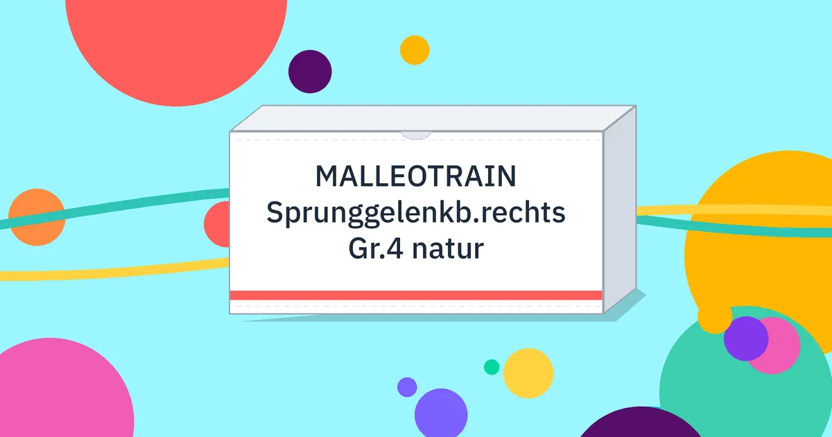 Symbolbild: Packung mit der Aufschrift MALLEOTRAIN Sprunggelenkb.rechts Gr.4 natur (PZN 01283721) – Verfügbarkeit und Bezug in Apotheken in Frankfurt am Main