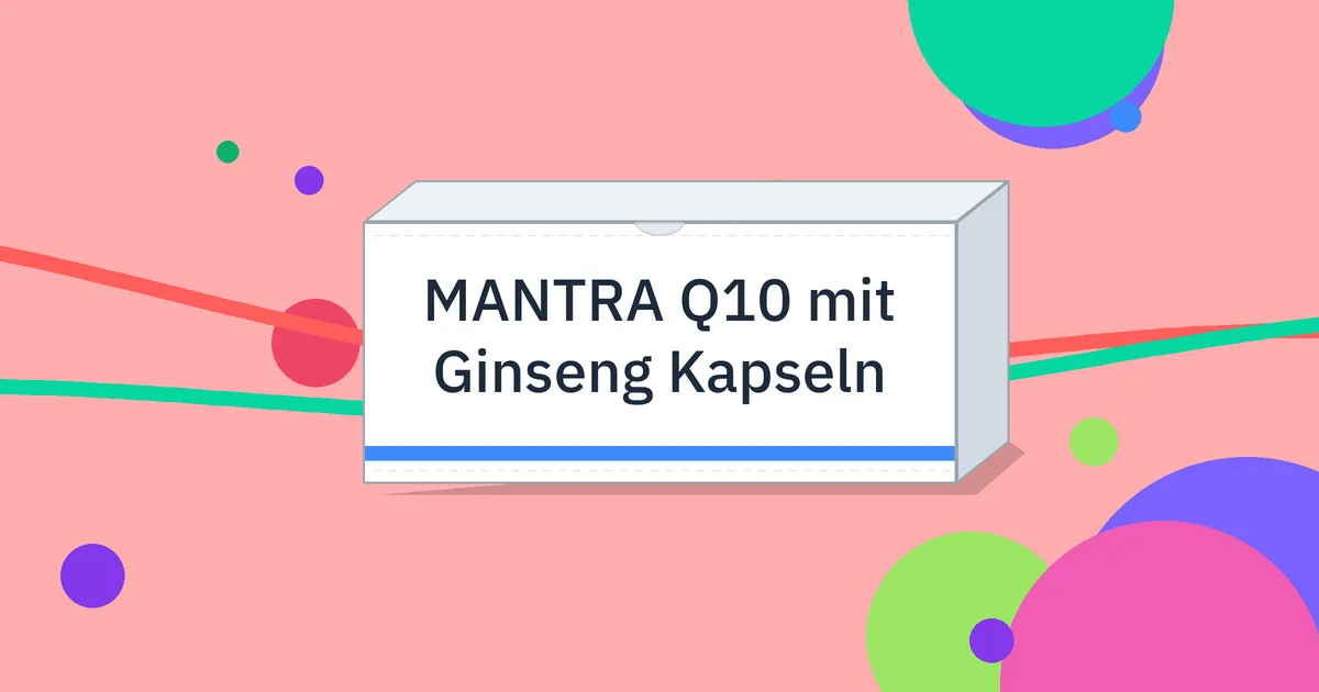 Symbolbild: Packung mit der Aufschrift MANTRA Q10 mit Ginseng Kapseln (PZN 17918423) – Verfügbarkeit und Bezug in Apotheken in Frankfurt am Main