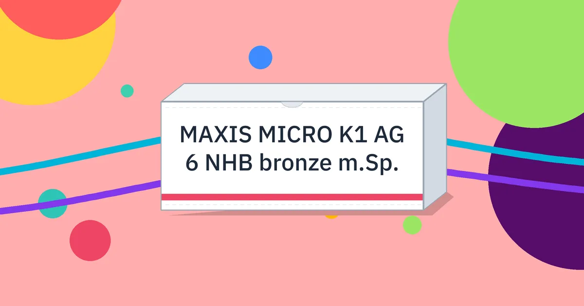 Symbolbild: Packung mit der Aufschrift MAXIS MICRO K1 AG 6 NHB bronze m.Sp. (PZN 17672778) – Verfügbarkeit und Bezug in Apotheken in Frankfurt am Main