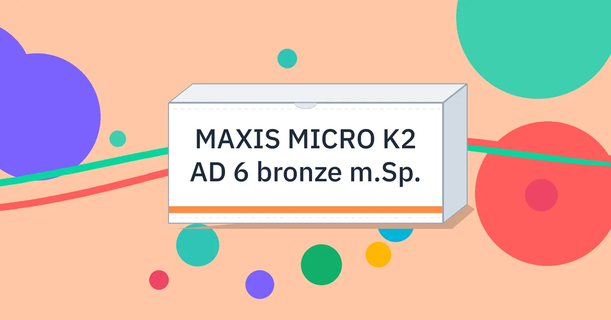 Symbolbild: Packung mit der Aufschrift MAXIS MICRO K2 AD 6 bronze m.Sp. (PZN 17673507) – Verfügbarkeit und Bezug in Apotheken in Frankfurt am Main