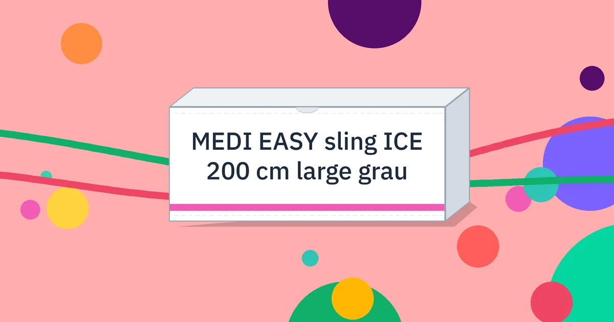 Symbolbild: Packung mit der Aufschrift MEDI EASY sling ICE 200 cm large grau (PZN 19080817) – Verfügbarkeit und Bezug in Apotheken in Frankfurt am Main