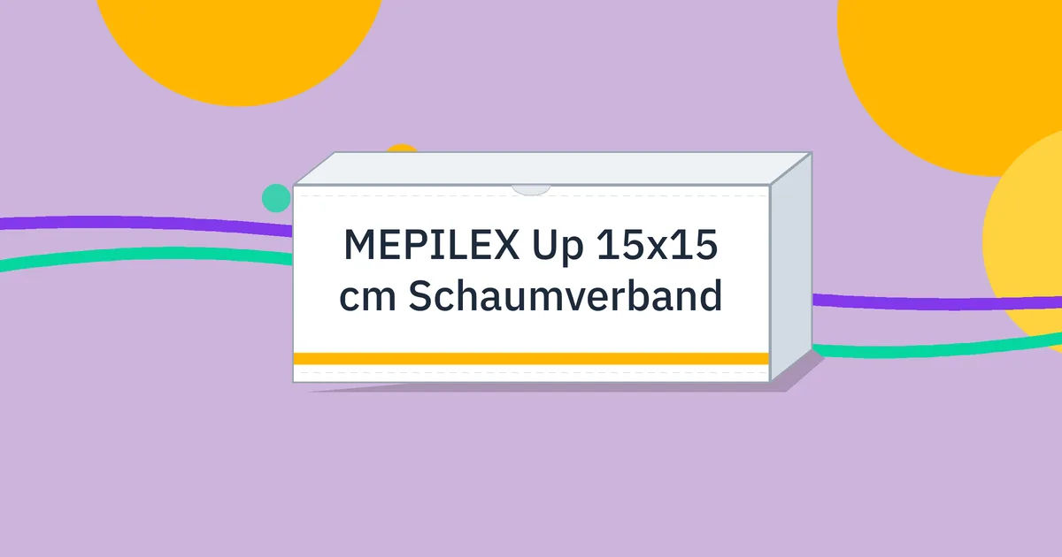 Symbolbild: Packung mit der Aufschrift MEPILEX Up 15x15 cm Schaumverband (PZN 13330704) – Verfügbarkeit und Bezug in Apotheken in Frankfurt am Main