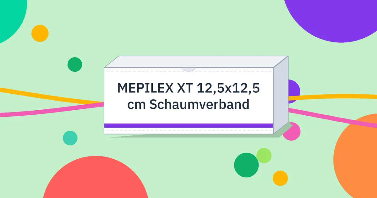 Symbolbild: Packung mit der Aufschrift MEPILEX XT 12,5x12,5 cm Schaumverband (PZN 19362119) – Verfügbarkeit und Bezug in Apotheken in Frankfurt am Main