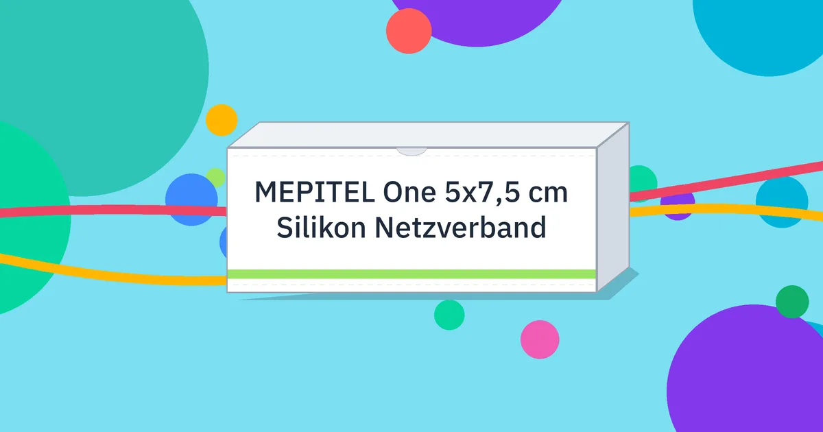 Symbolbild: Packung mit der Aufschrift MEPITEL One 5x7,5 cm Silikon Netzverband (PZN 07391653) – Verfügbarkeit und Bezug in Apotheken in Frankfurt am Main