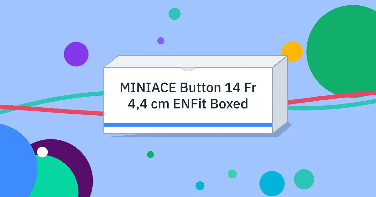 Symbolbild: Packung mit der Aufschrift MINIACE Button 14 Fr 4,4 cm ENFit Boxed (PZN 16954173) – Verfügbarkeit und Bezug in Apotheken in Frankfurt am Main
