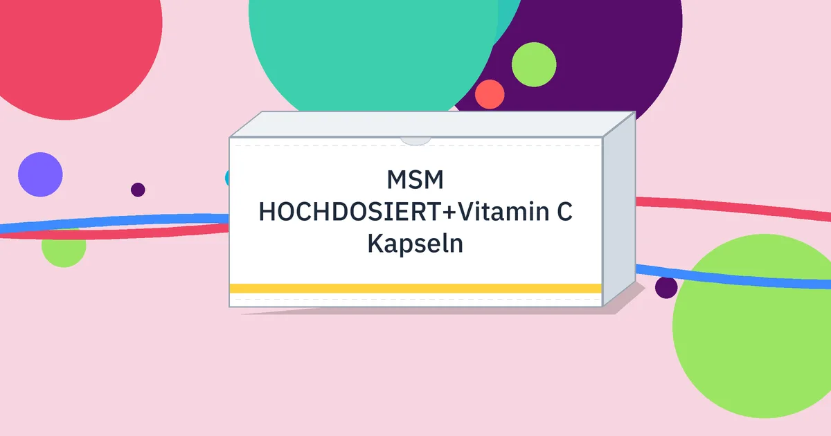 Symbolbild: Packung mit der Aufschrift MSM HOCHDOSIERT+Vitamin C Kapseln (PZN 12580563) – Verfügbarkeit und Bezug in Apotheken in Frankfurt am Main