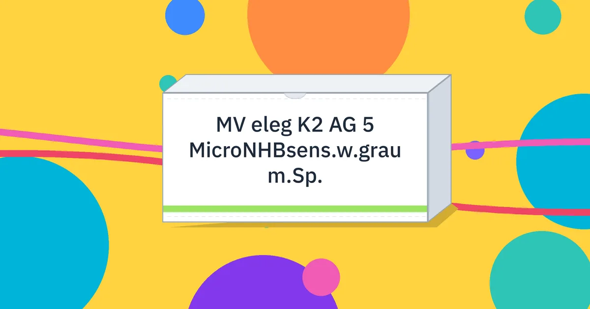 Symbolbild: Packung mit der Aufschrift MV eleg K2 AG 5 MicroNHBsens.w.grau m.Sp. (PZN 18930774) – Verfügbarkeit und Bezug in Apotheken in Frankfurt am Main