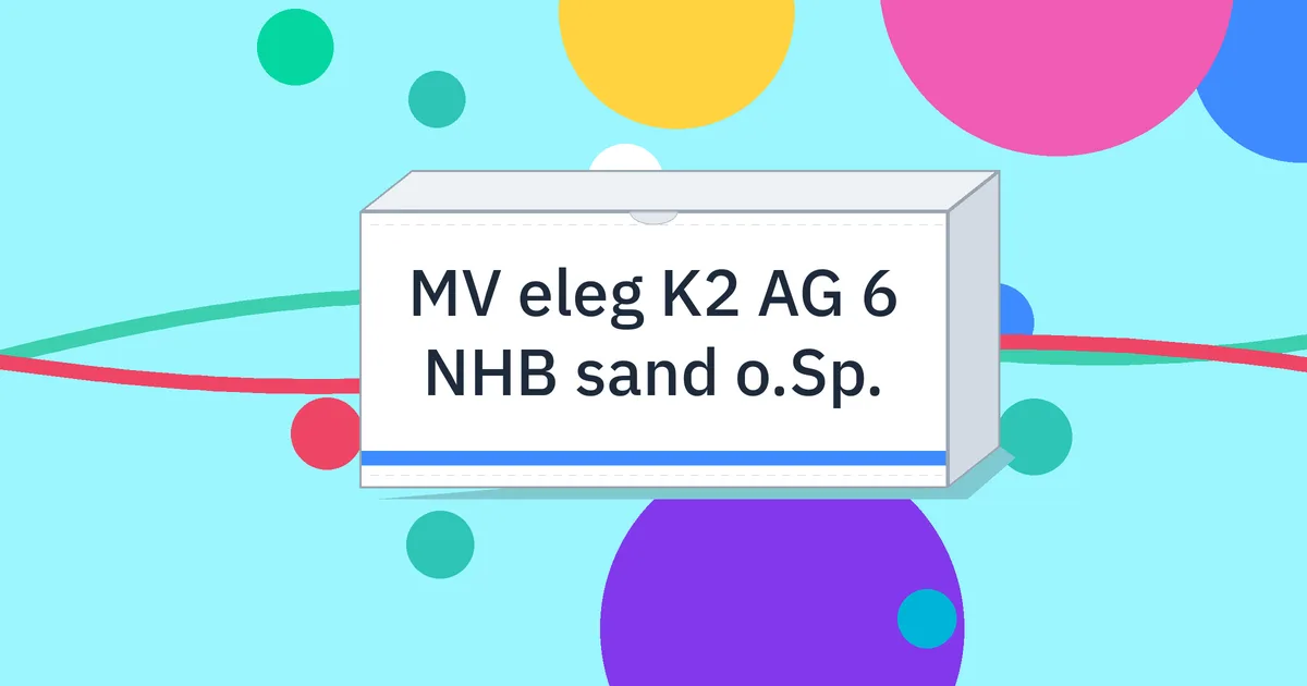 Symbolbild: Packung mit der Aufschrift MV eleg K2 AG 6 NHB sand o.Sp. (PZN 18928984) – Verfügbarkeit und Bezug in Apotheken in Frankfurt am Main
