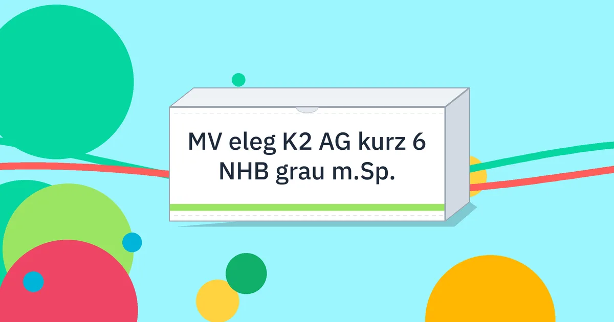 Symbolbild: Packung mit der Aufschrift MV eleg K2 AG kurz 6 NHB grau m.Sp. (PZN 18925454) – Verfügbarkeit und Bezug in Apotheken in Frankfurt am Main