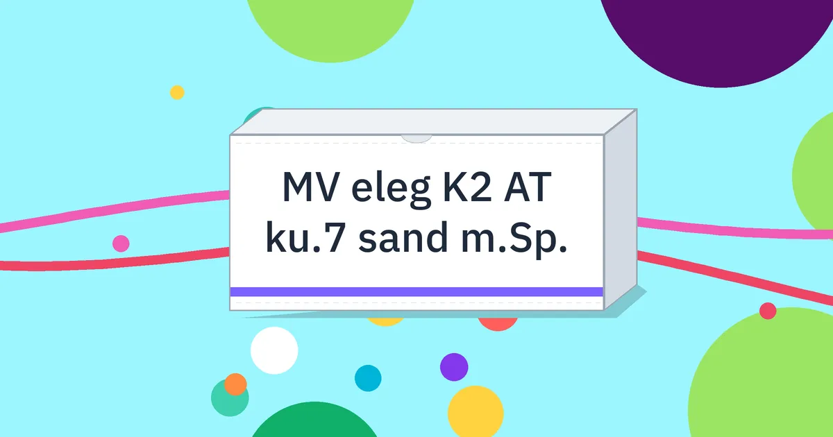 Symbolbild: Packung mit der Aufschrift MV eleg K2 AT ku.7 sand m.Sp. (PZN 18923260) – Verfügbarkeit und Bezug in Apotheken in Frankfurt am Main