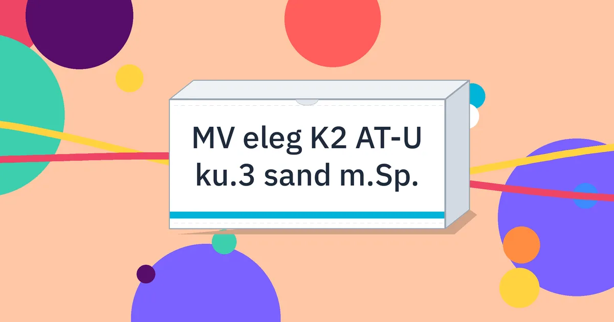 Symbolbild: Packung mit der Aufschrift MV eleg K2 AT-U ku.3 sand m.Sp. (PZN 18923917) – Verfügbarkeit und Bezug in Apotheken in Frankfurt am Main