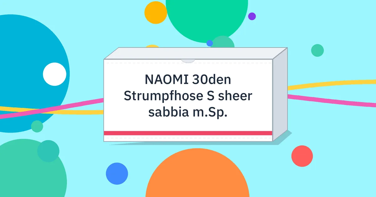 Symbolbild: Packung mit der Aufschrift NAOMI 30den Strumpfhose S sheer sabbia m.Sp. (PZN 16178450) – Verfügbarkeit und Bezug in Apotheken in Frankfurt am Main