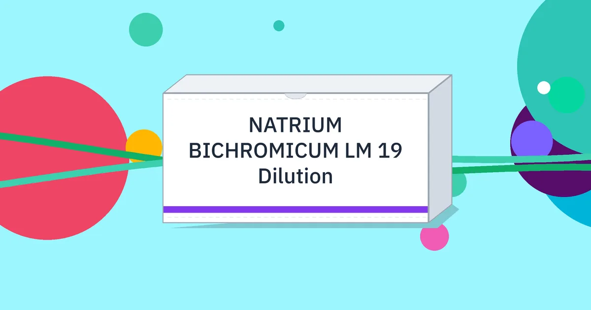 Symbolbild: Packung mit der Aufschrift NATRIUM BICHROMICUM LM 19 Dilution (PZN 12960857) – Verfügbarkeit und Bezug in Apotheken in Frankfurt am Main