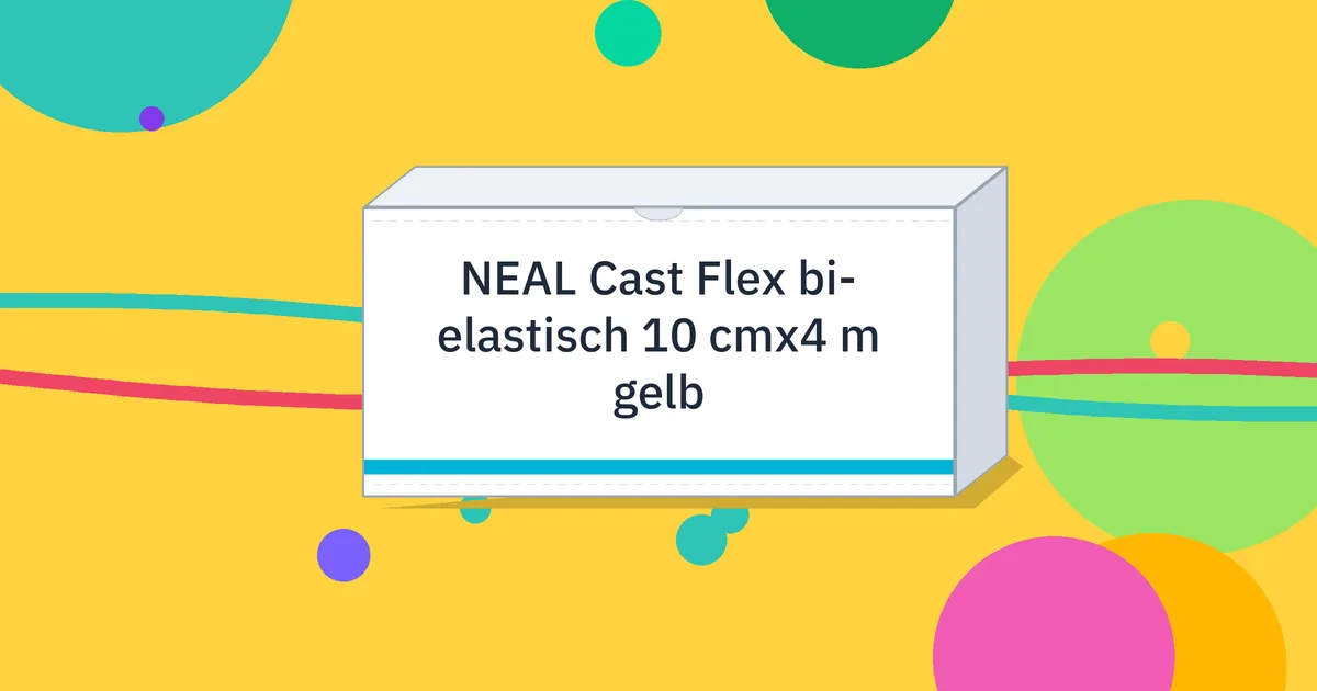 Symbolbild: Packung mit der Aufschrift NEAL Cast Flex bi-elastisch 10 cmx4 m gelb (PZN 19530835) – Verfügbarkeit und Bezug in Apotheken in Frankfurt am Main