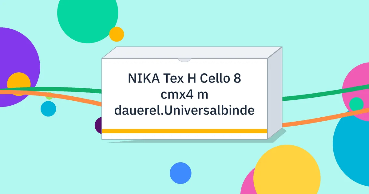 Symbolbild: Packung mit der Aufschrift NIKA Tex H Cello 8 cmx4 m dauerel.Universalbinde (PZN 18170978) – Verfügbarkeit und Bezug in Apotheken in Frankfurt am Main