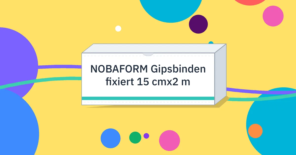 Symbolbild: Packung mit der Aufschrift NOBAFORM Gipsbinden fixiert 15 cmx2 m (PZN 07097445) – Verfügbarkeit und Bezug in Apotheken in Frankfurt am Main