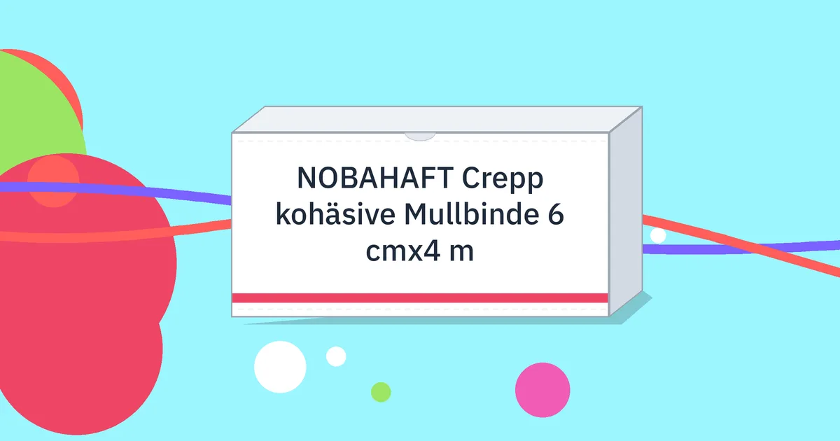 Symbolbild: Packung mit der Aufschrift NOBAHAFT Crepp kohäsive Mullbinde 6 cmx4 m (PZN 16028383) – Verfügbarkeit und Bezug in Apotheken in Frankfurt am Main