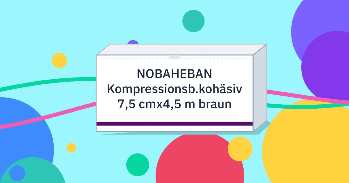 Symbolbild: Packung mit der Aufschrift NOBAHEBAN Kompressionsb.kohäsiv 7,5 cmx4,5 m braun (PZN 16028897) – Verfügbarkeit und Bezug in Apotheken in Frankfurt am Main