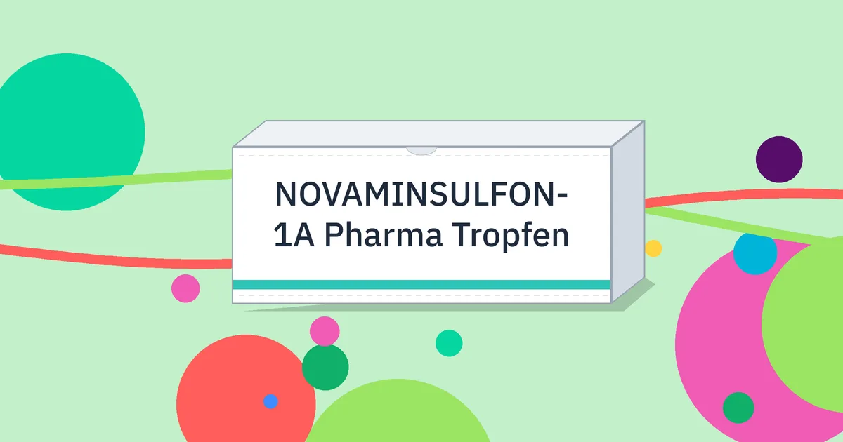 Symbolbild: Packung mit der Aufschrift NOVAMINSULFON-1A Pharma Tropfen (PZN 07387887) – Verfügbarkeit und Bezug in Apotheken in Frankfurt am Main
